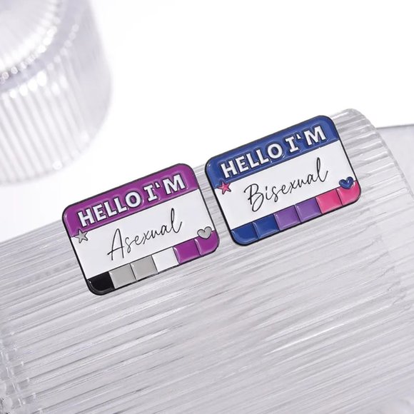 chichigems | Jewelry | Hello Im Bisexual Pin Cute Name Tag Brooch Pride ...